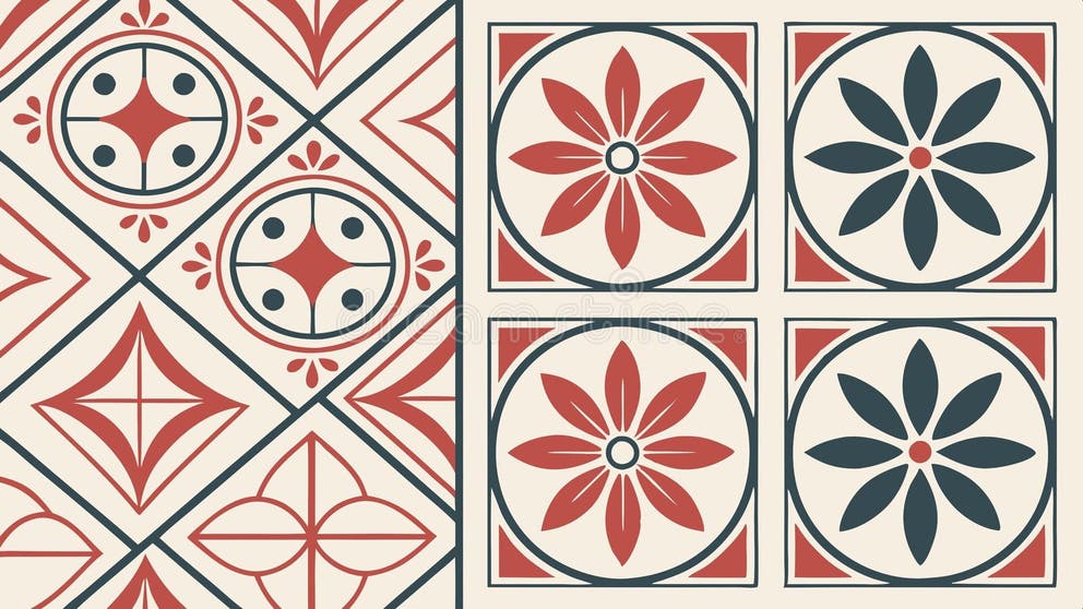 Tile Pattern Design, Decorative Square Tile Illustration Vector Design ...