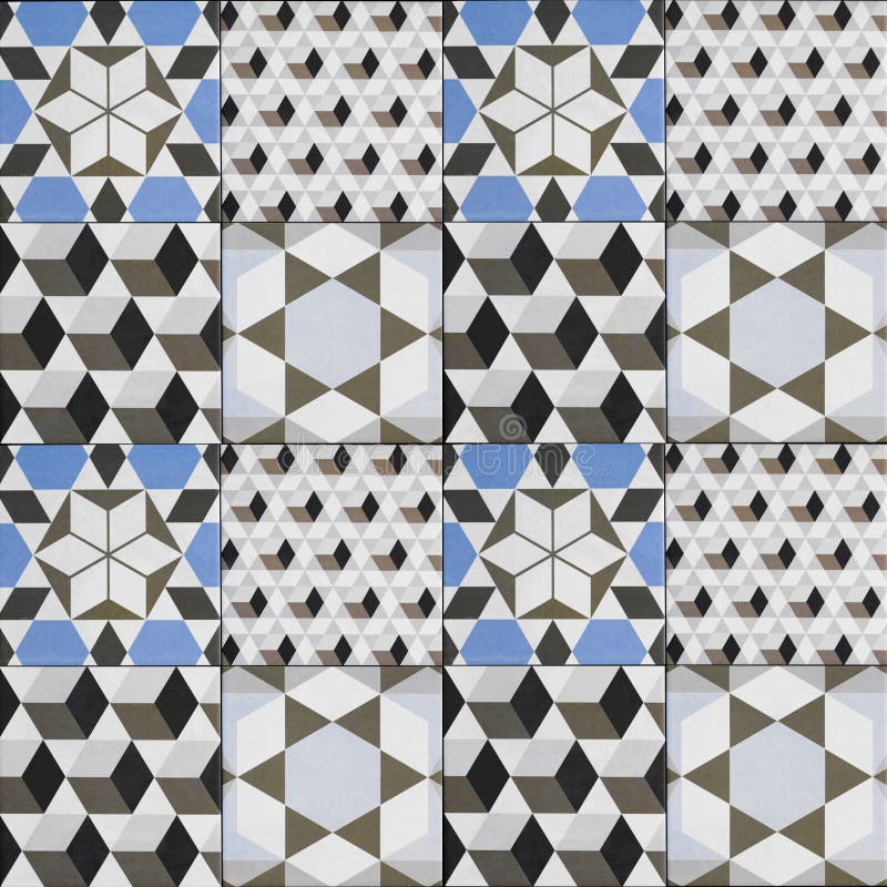 Decorative Tile Pattern Patchwork Design - Blue, White Stock Photo ...