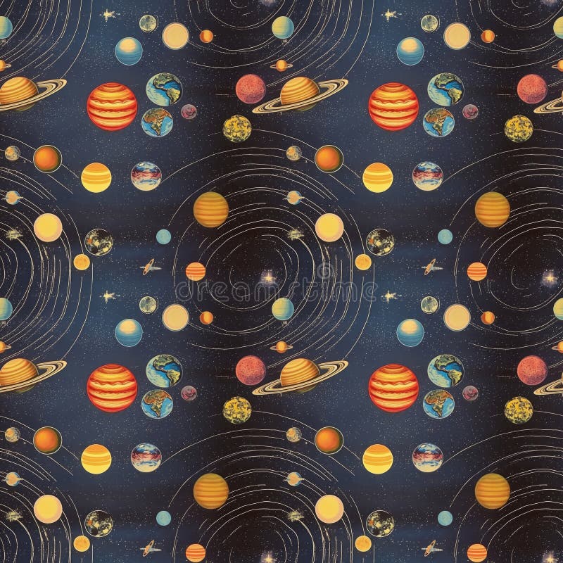 Tile - Planets in the Space (#4) 2x2 Multiple. Tileable Seamless Image ...