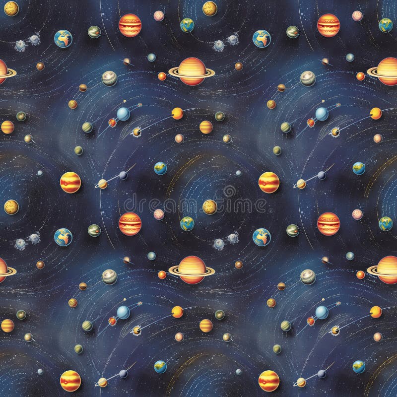 Tile - Planets in the Space (#6) 2x2 Multiple. Tileable Seamless Image ...