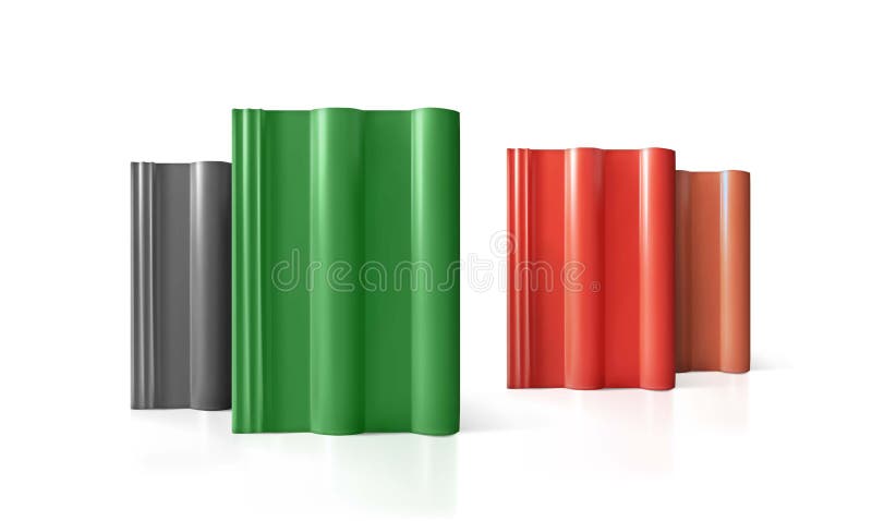 Tile for a Roof a Color Column. Building Materials. on a White ...