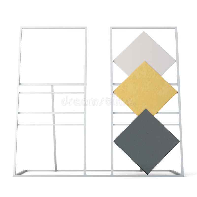 Tile Samples on the Stand on a White Background. 3d Ren Stock ...