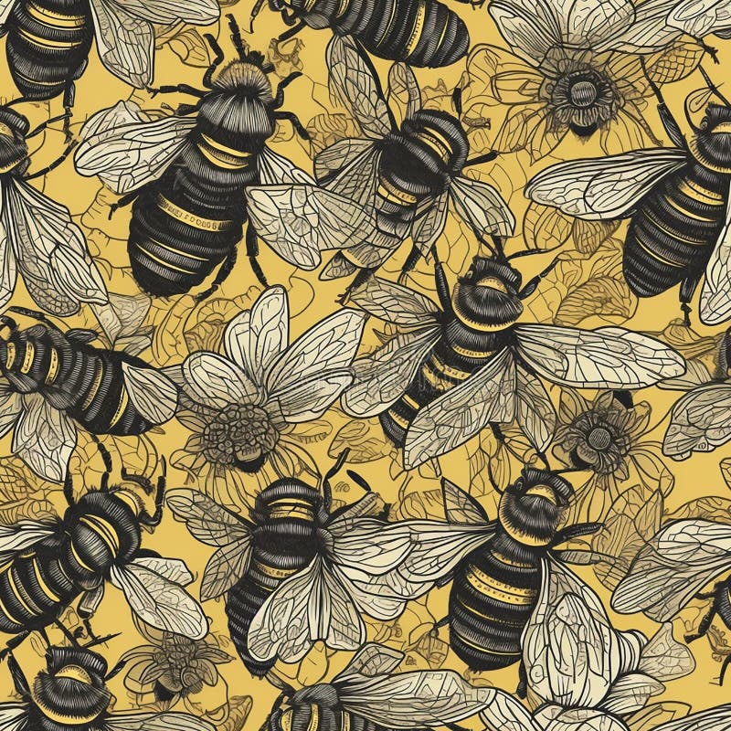 Tile, Seamless Background with a Bee Stock Illustration - Illustration ...