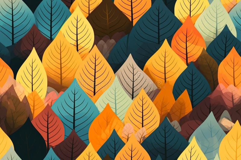 Tile. Seamless Pattern with Autumn Leaves. Illustration in Flat Style ...