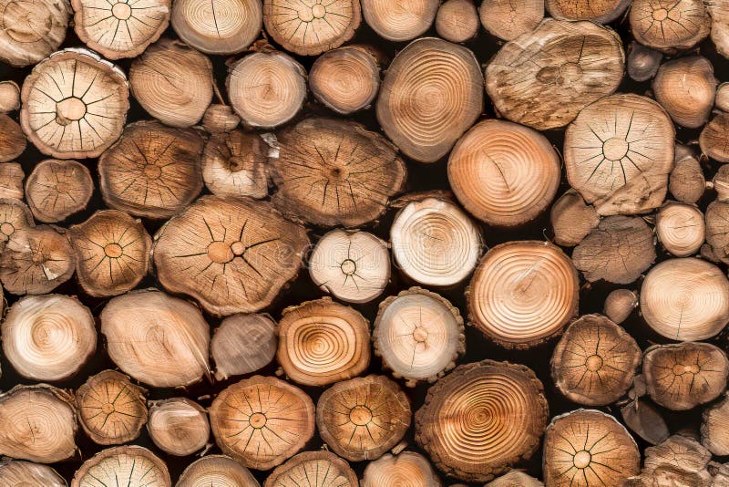 Tile. Seamless Pattern Background of Wooden Logs Stacked Up in a Pile ...