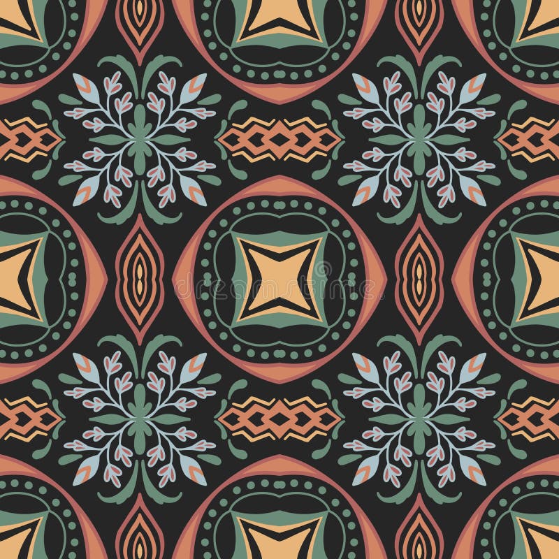 Tile Seamless Pattern Design. with Colourful Motifs Background Stock ...