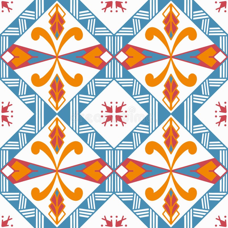 Tile Seamless Pattern Design. with Colourful Motifs Stock Vector ...