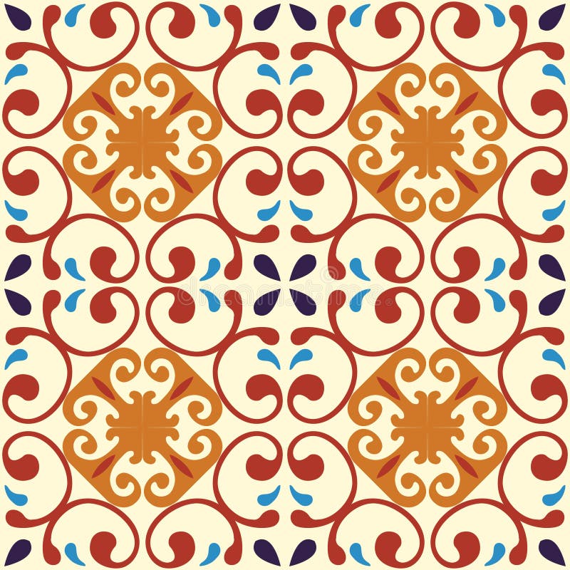 Tile Seamless Pattern Design. Stock Vector - Illustration of decorative ...