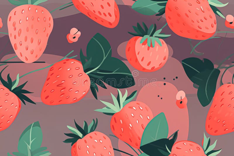 Tile. Strawberry Seamless Pattern. Hand Drawn Illustration with Berries ...