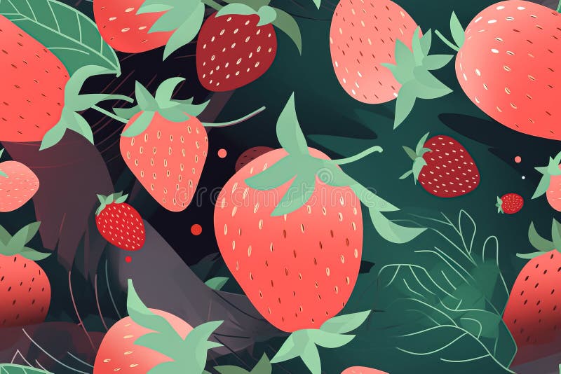 Tile. Strawberry Seamless Pattern. Hand Drawn Illustration with Berries ...