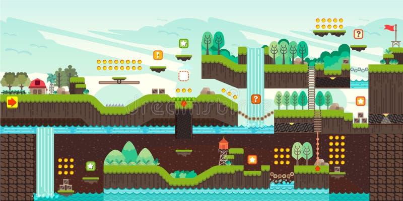 IllustrationTile Set Platform Game, Seamless Pattern, Vector ...