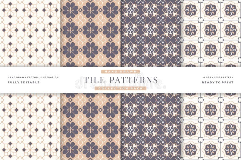 Vintage Tile Seamless Patterns Collection 1 Stock Illustration ...