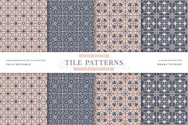 Vintage Tile Seamless Patterns Collection 6 Stock Illustration ...