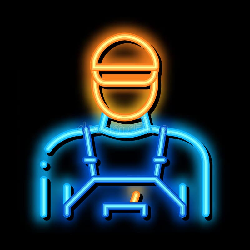 Tile Stacker Worker Neon Glow Icon Illustration Stock Vector ...