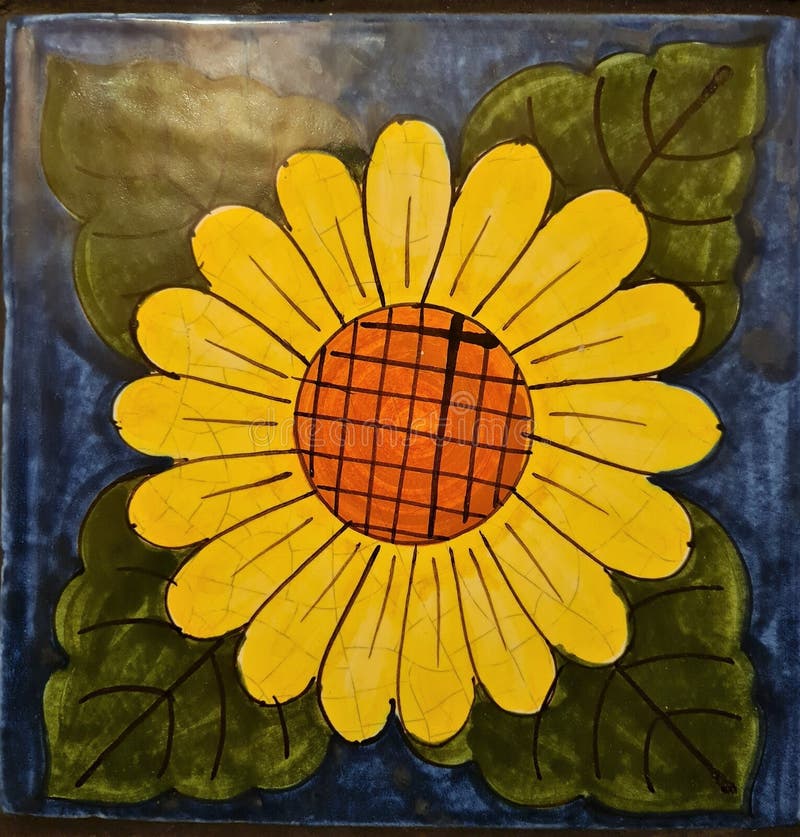 Tile with a Sunflower Design Stock Image - Image of flower, sunlight ...