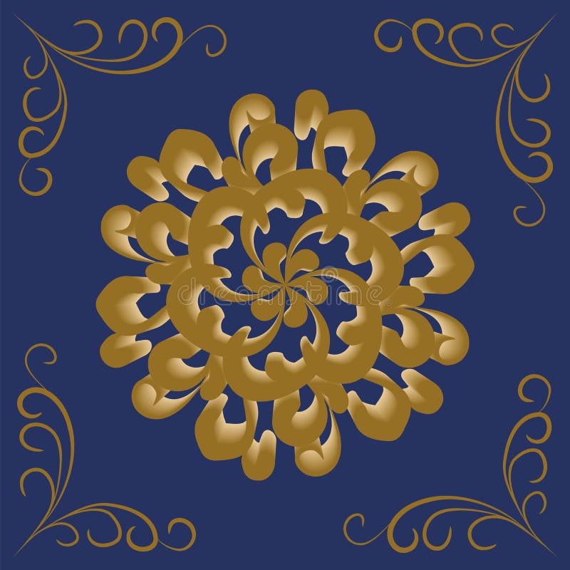 Tile with a Three-dimensional Flower Pattern in the Center. Vector ...