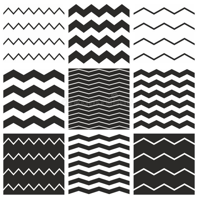Zig Zag Vector Chevron Black and White Tile Pattern Stock Vector ...