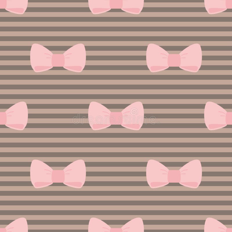Tile Vector Pattern with Pink Bows on Brown and White Strips Background ...