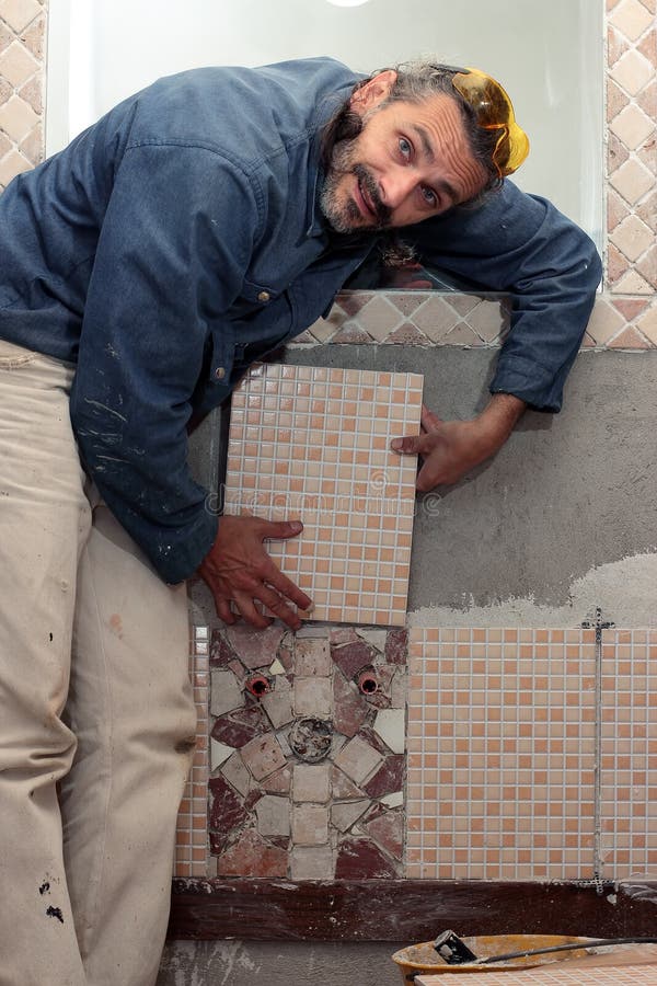 Tile worker posing stock image. Image of worker, smiling - 25082865