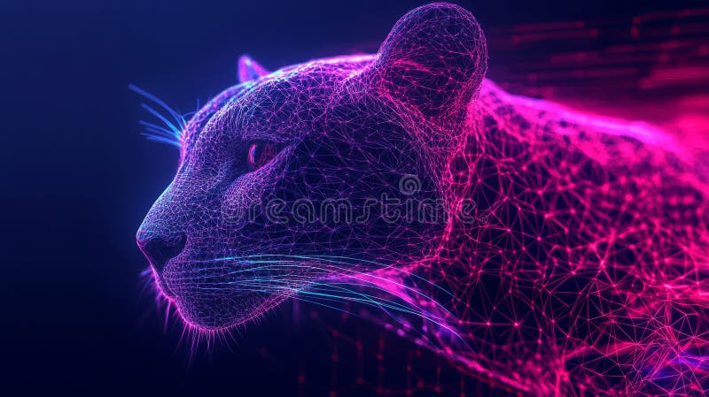 Cybernetic Neon Wireframe Cheetah Spot Tileable Pattern Stock ...