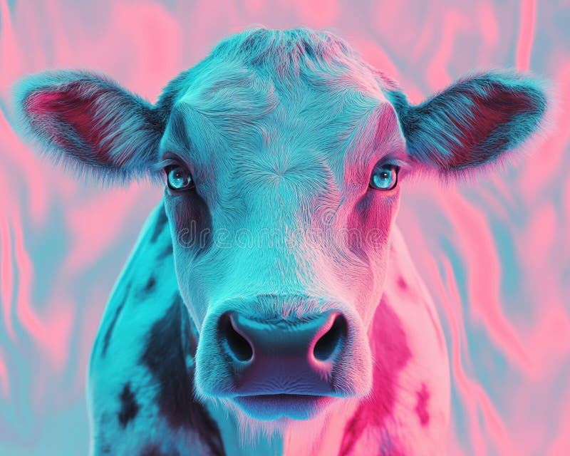 Pink and Blue Vaporwave Cow Pattern Hyperrealistic Tileable Stock ...
