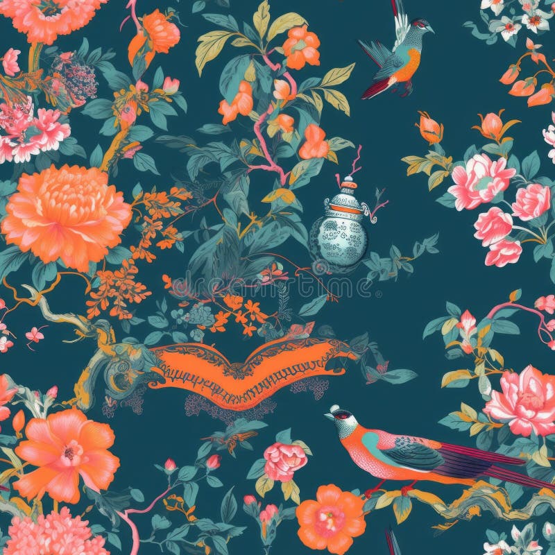 Tileable Oriental Style Pattern for Fabric or Wallpaper Stock ...