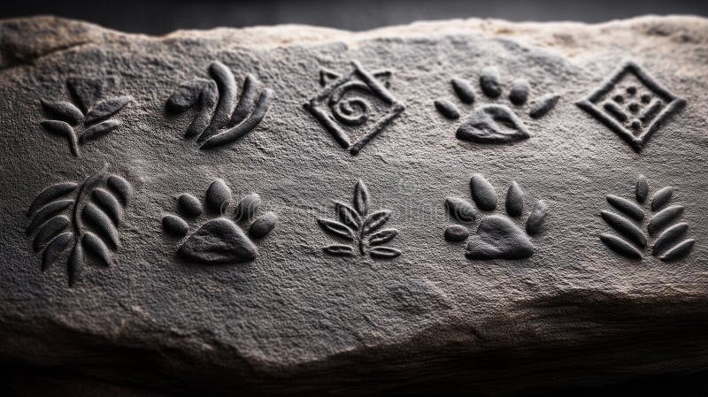 Seamless Ancient Wall Relief Pattern with Claw Marks and Primitive Bone ...