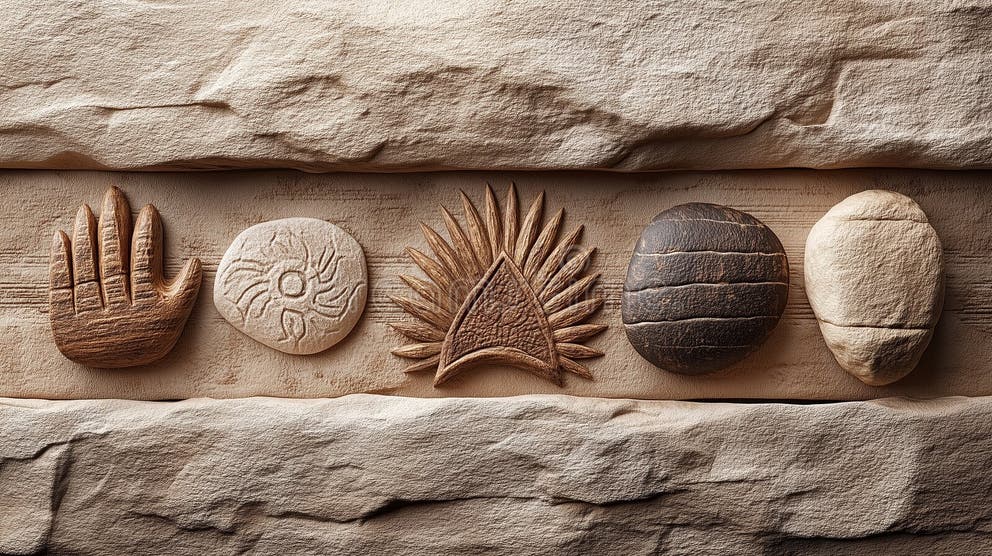 Seamless Ancient Wall Relief Pattern with Claw Marks and Primitive Bone ...