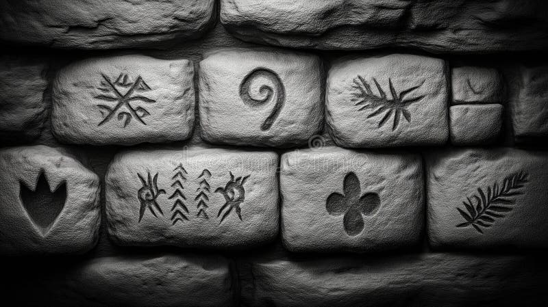 Seamless Ancient Wall Relief Pattern with Claw Marks and Primitive Bone ...