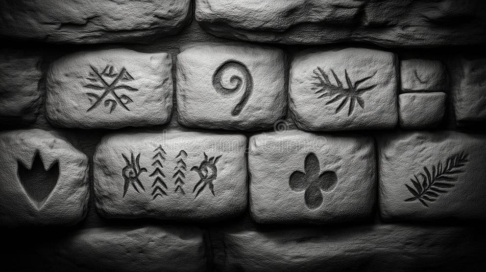 Seamless Ancient Wall Relief Pattern with Claw Marks and Primitive Bone ...