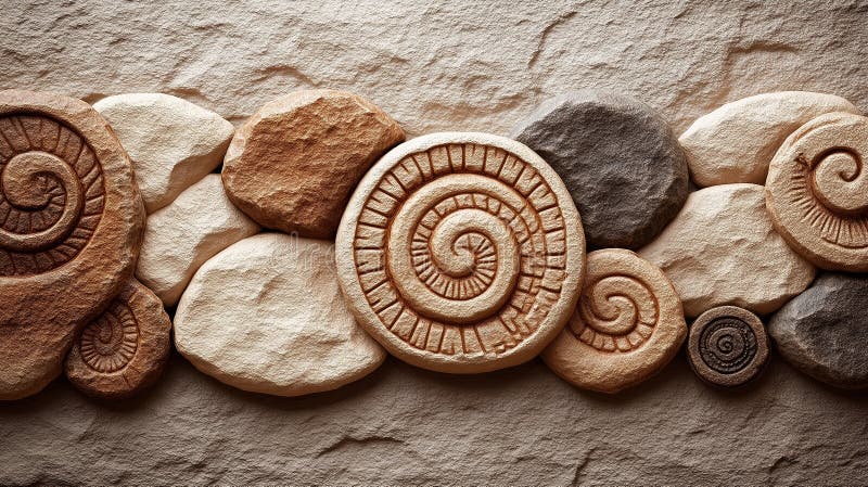Seamless Fossil Bone Mosaic Pattern with Ritual Concentric Circles in ...