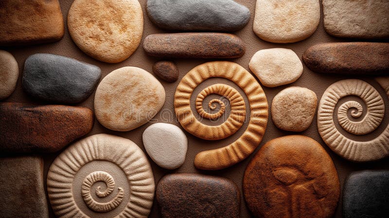 Seamless Fossil Bone Mosaic Pattern with Ritual Concentric Circles in ...