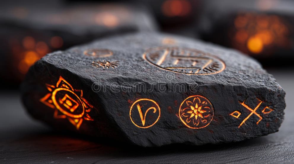 Seamless Pattern of Scorched Bone Fragments and Sigils in Volcanic Ash ...
