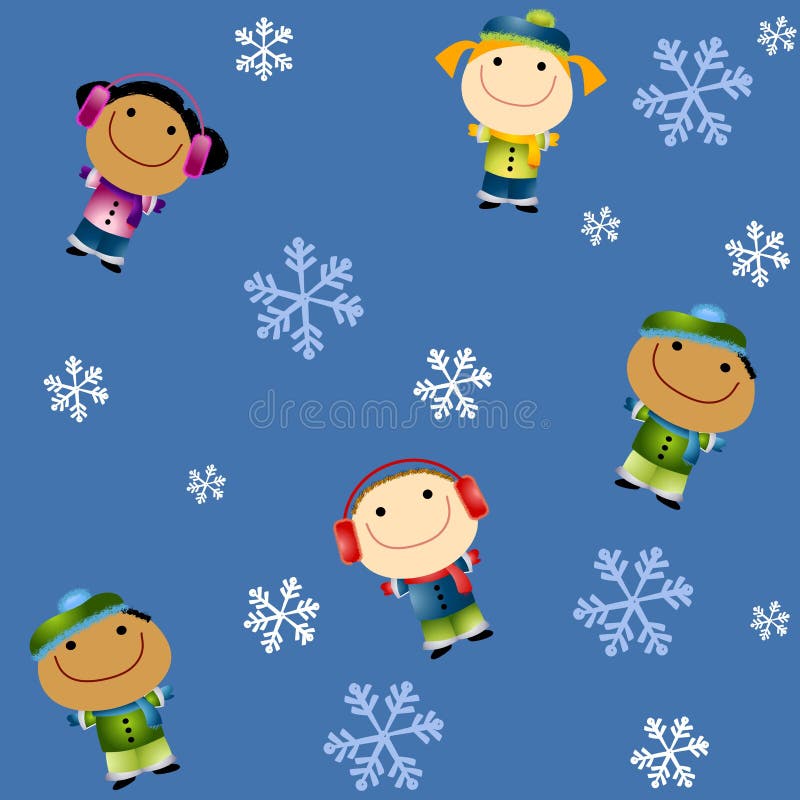 Tileable Winter-Kinder stock abbildung. Illustration von schneefälle ...