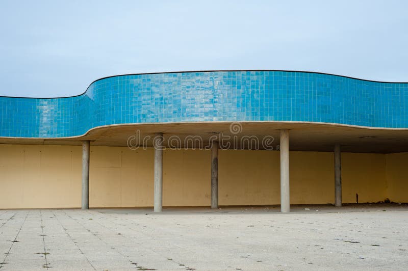 Tiled Bathing Resort Structure on Coastal Promenade Stock Photo - Image ...