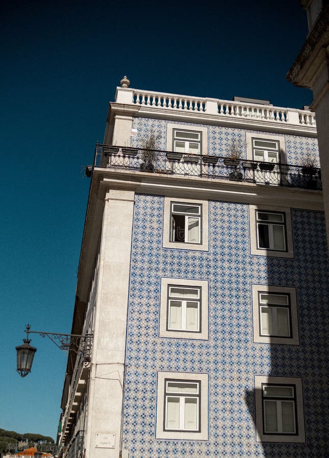 Tiled building in Lisbon stock photo. Image of exterior - 259192312