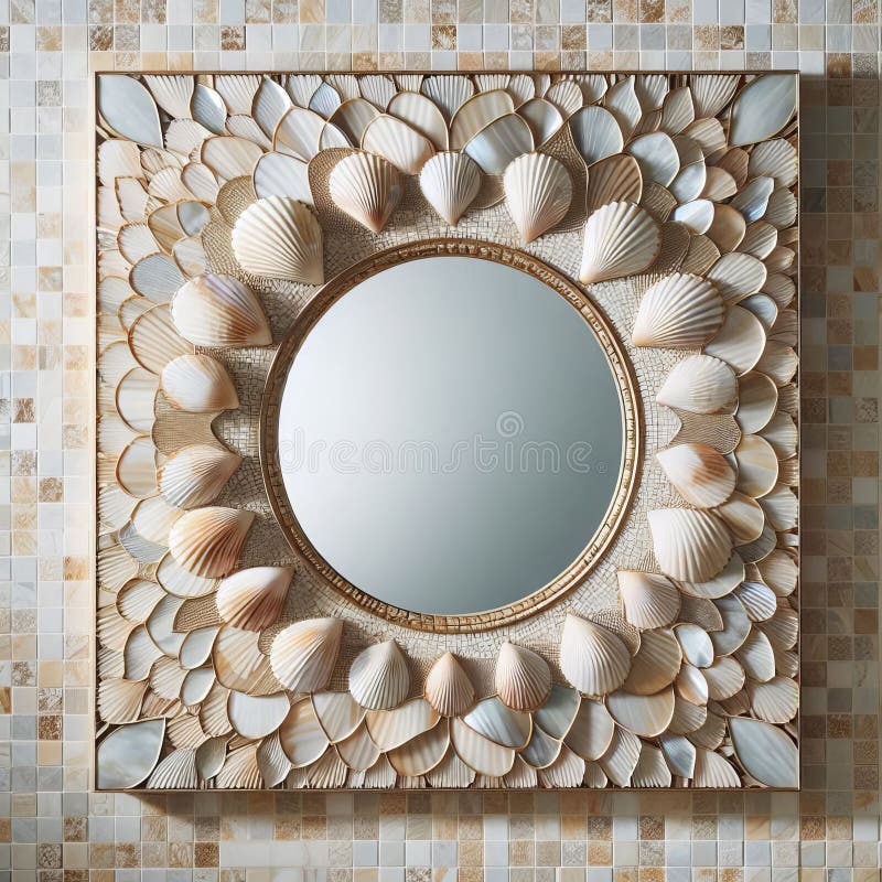 Tiled Capiz Shell Mirror Features a Frame Made from Shimmering C Stock ...