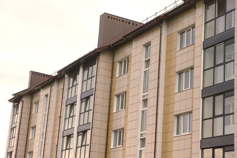 Tiled Facade of New Apartment Building Stock Photo - Image of apartment ...