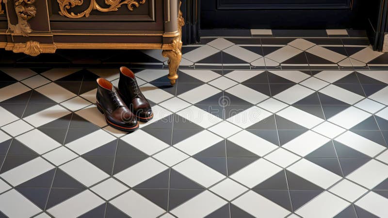 Tiled Floor with Colored Squares, Baroque Chiaroscuro Stylee. AI ...