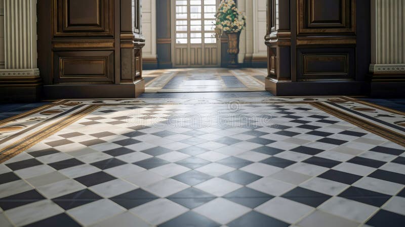 Tiled Floor with Colored Squares, Baroque Chiaroscuro Stylee. AI ...