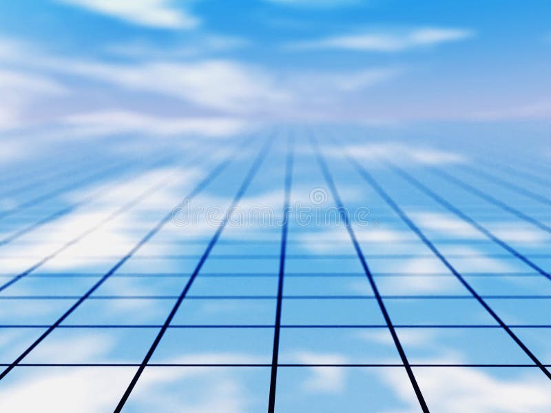 Tiled Floor in Perspective with Blue Sky and Clouds. Stock Illustration ...