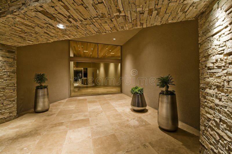 Tiled Hallway in Modern House Stock Photo - Image of luxury, hallway ...