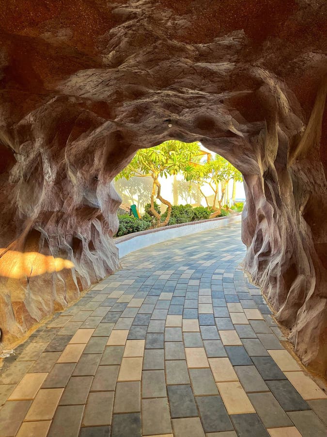 Tiled Path Passes through a Cave-like Tunnel. Egypt Stock Image - Image ...