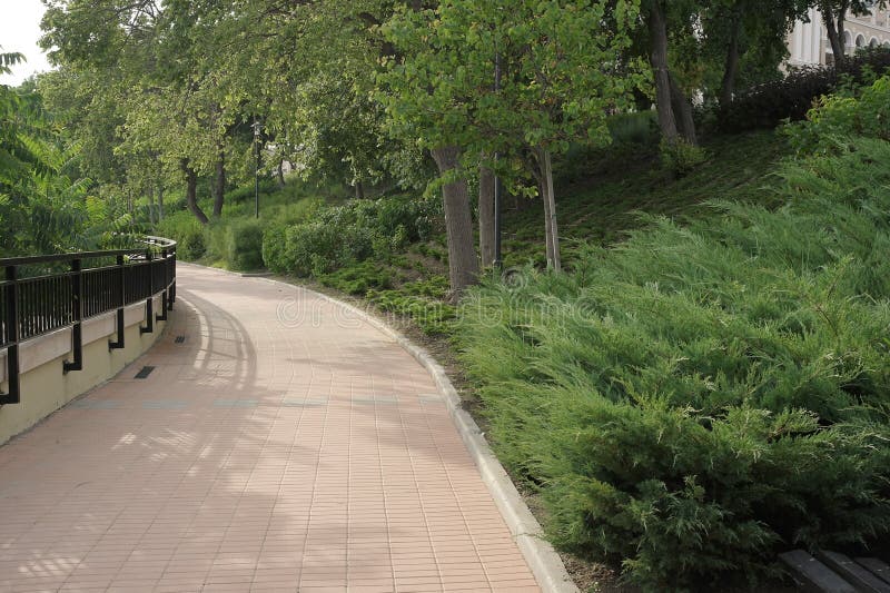 Tiled road in the Park stock photo. Image of landscape - 125764582