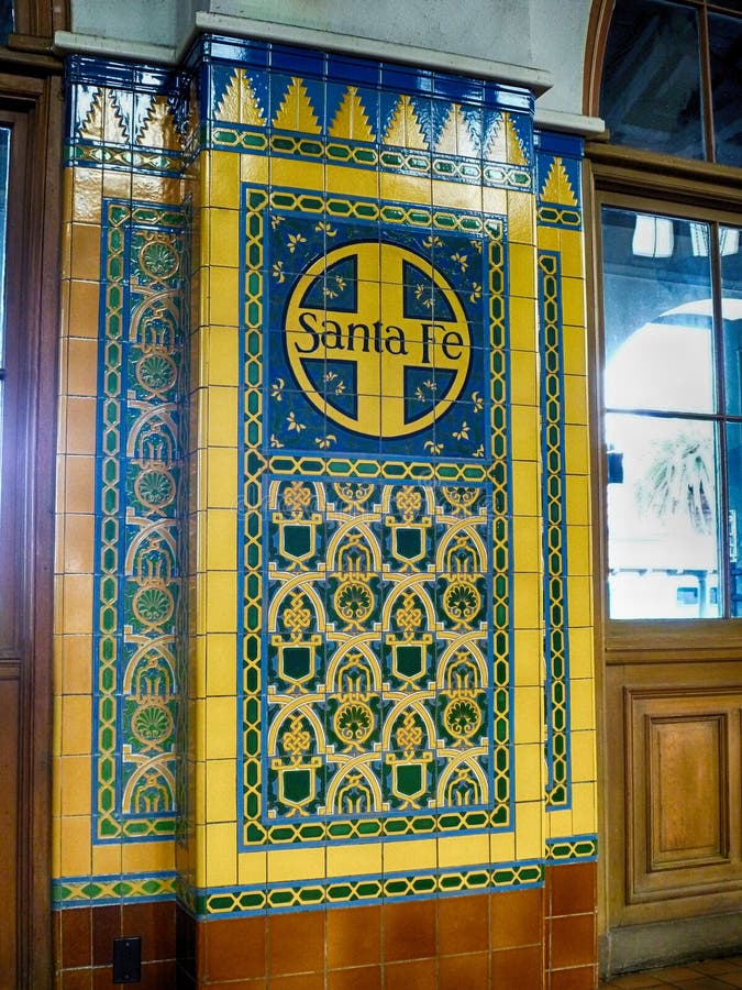 Santa Fe Rail Station, Tiled Sign Stock Image - Image of america ...