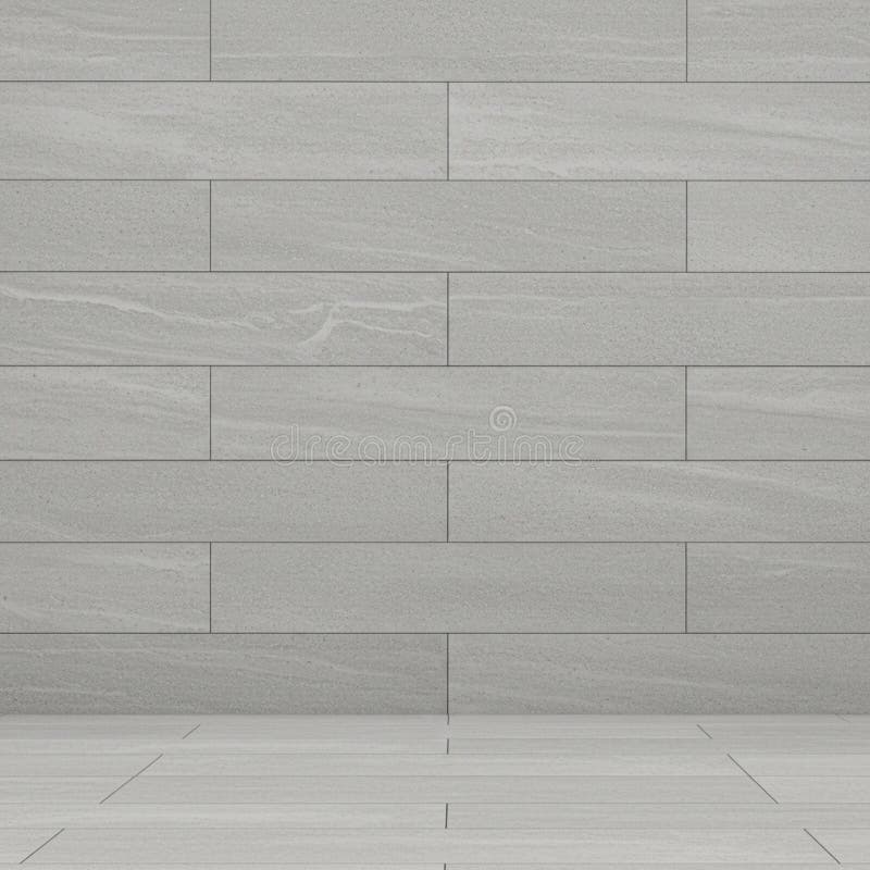 Tiled Wall and Floor Featuring Large Rectangular Tiles in a Light Gray ...
