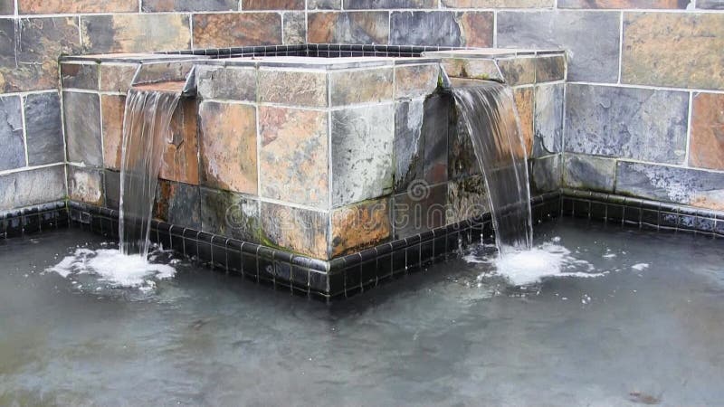 Tiled Water Fountain with Two Outlets Stock Video - Video of tile ...