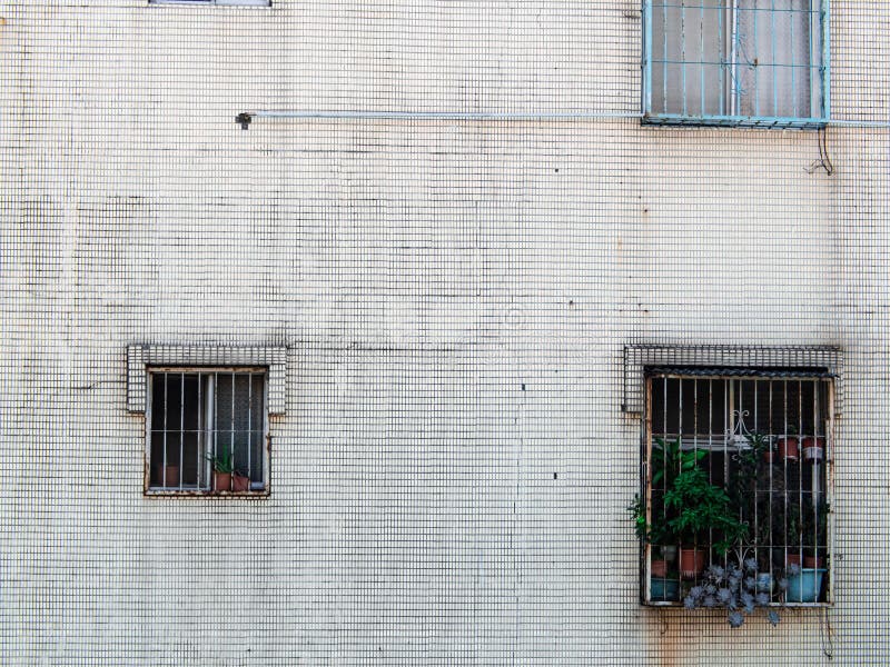 Tiled White Wall of a Residential Building Stock Image - Image of ...