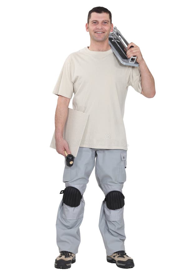 A tiler stock image. Image of people, male, mortar, renovation - 28904265