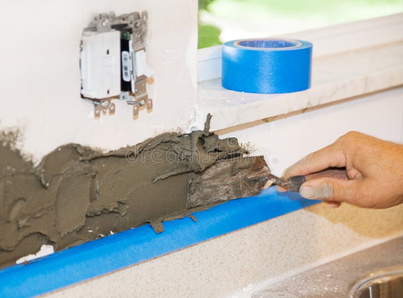 Tiler Applies Mortar stock image. Image of skill, tile - 8243123